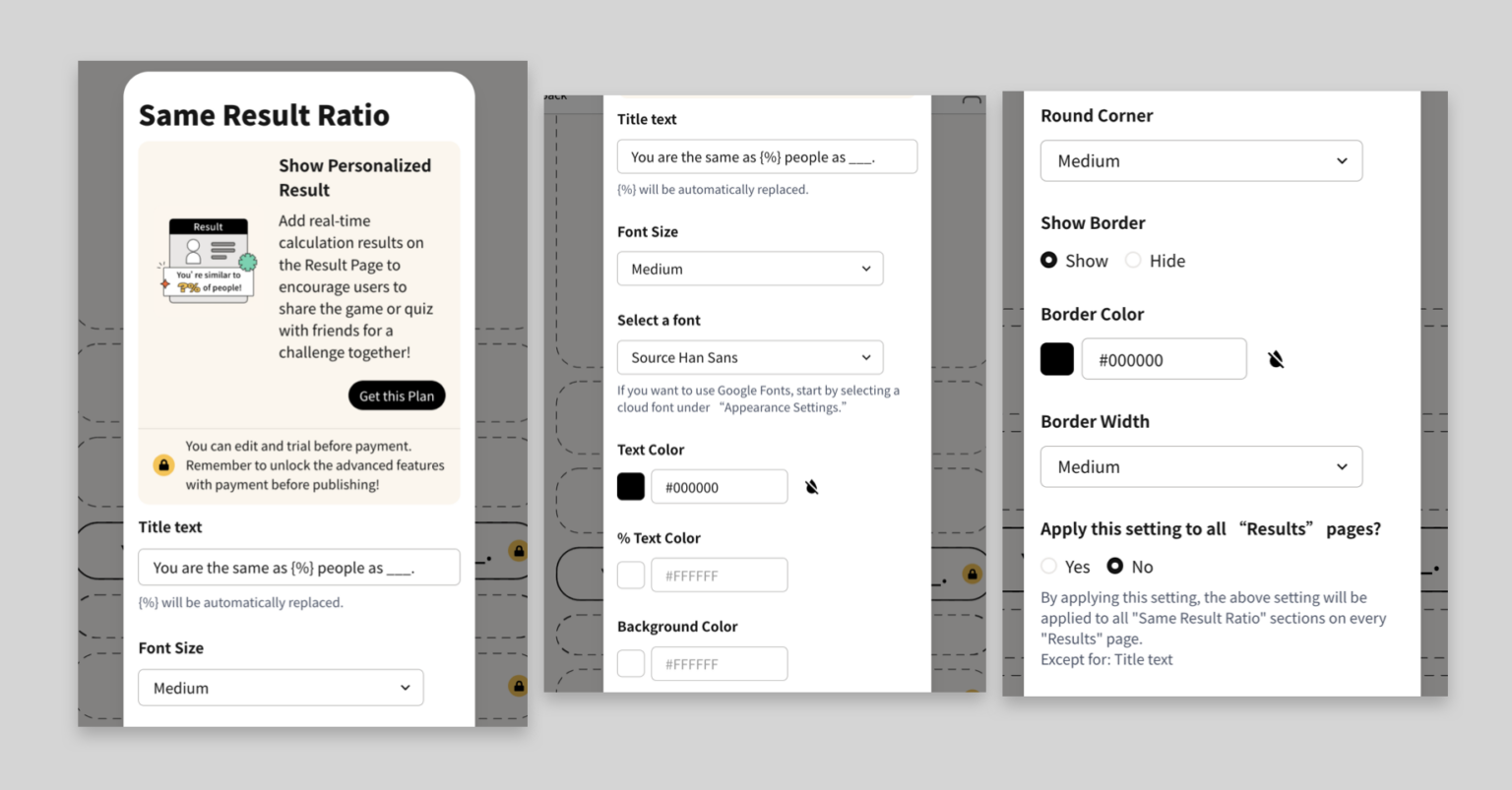 How to Set “Display Same Result Ratio on Result Page”?